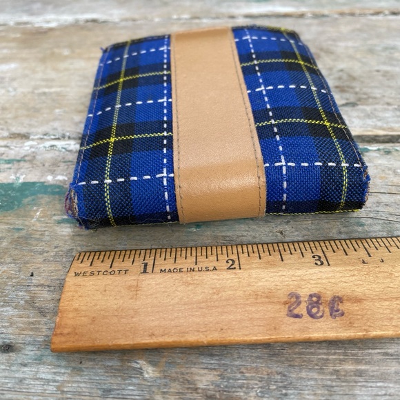 Bags | Vintage Blue Plaid Leather Wallet | Poshmark